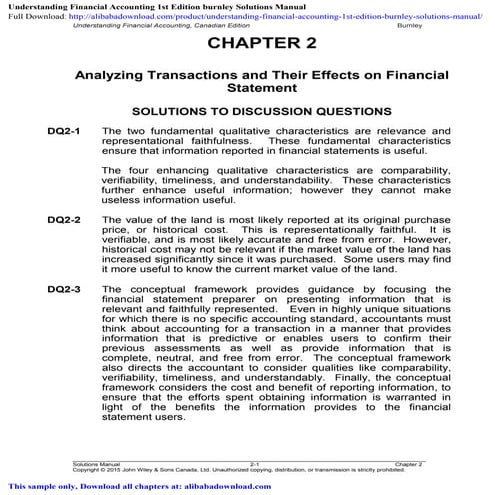 Understanding Financial Accounting 1st Edition burnley Solutions Manual ...