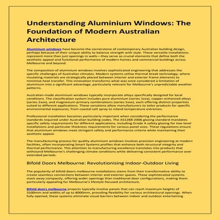Understanding Aluminium Windows The Foundation of Modern Australian ...