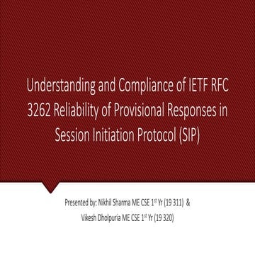 Understanding and compliance of ietf rfc 3262 reliability | PPTX