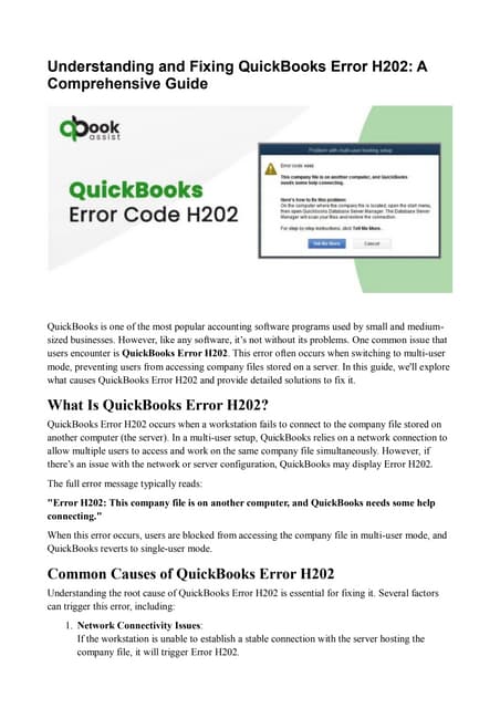 Fix QuickBooks Error H202: Resolve Multi-User Mode Issues | PDF Fix QuickBooks Error H202: Resolve Multi-User Mode Issues | PDF