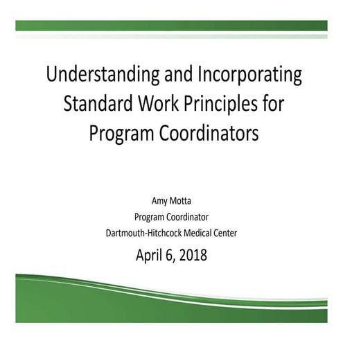 Understanding and incorporating standard work principles for program ...