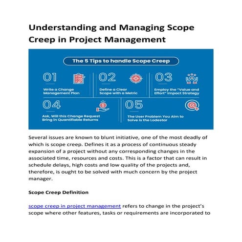 Understanding and Managing Scope Creep in Project Management | PDF