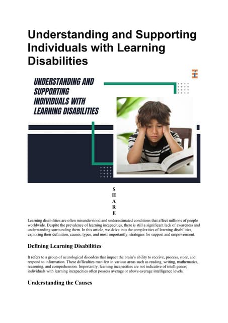 Learning disability Awareness, LD, Learning Disability qualification | PDF