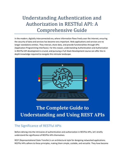 Understanding Authentication and Authorization in RESTful API: A ... Understanding Authentication and Authorization in RESTful API: A ...