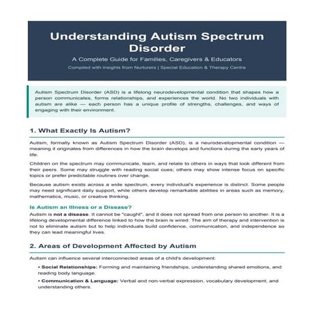 Autism Spectrum Disorder (ASD) Presentation | PPTX