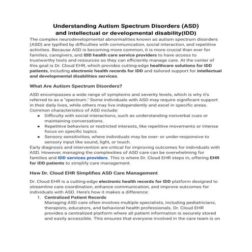 Understanding Autism Spectrum Disorders (ASD) and intellectual or ...