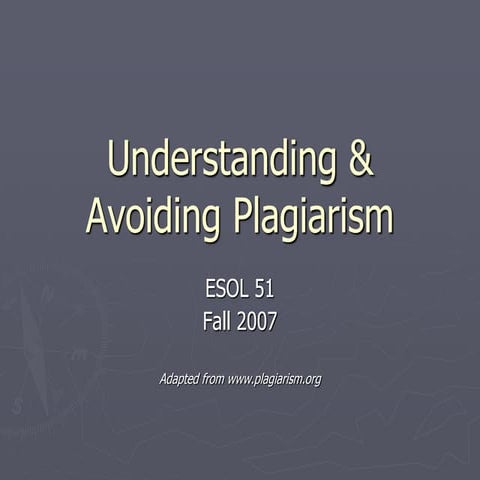Understanding & avoiding_plagiarism | PPT