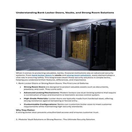 Understanding Bank Locker Doors, Vaults, and Strong Room Solutions | PDF