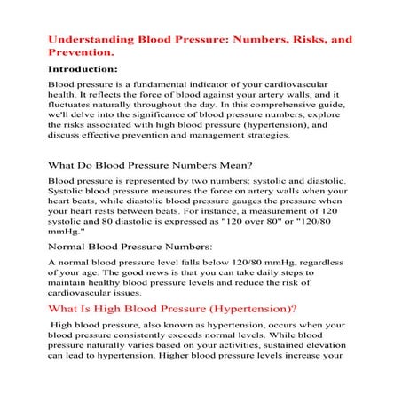 Understanding Blood Pressure | PDF