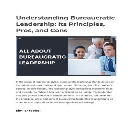 Bureaucratic Leadership Pros And Cons Of Bureaucratic Leadership In