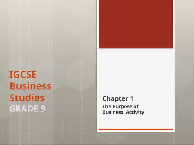 Igcse business studies grade 9 | PDF