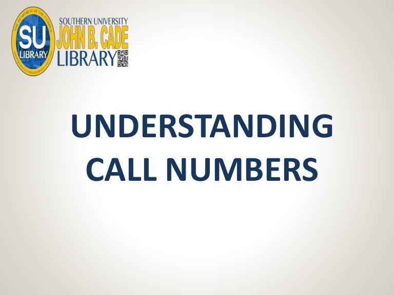 Understanding call numbers