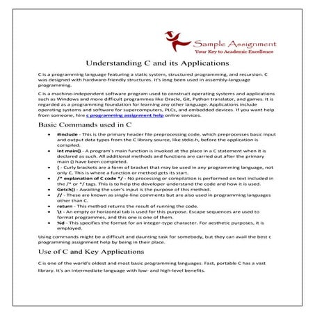Understanding C And Its Applicationspdf Operating Systems Computer