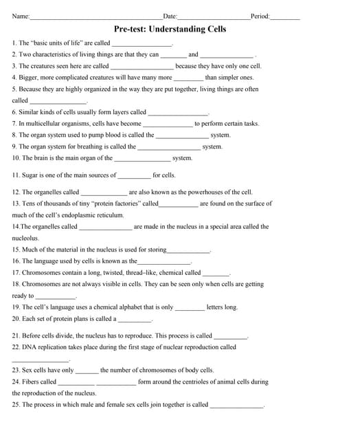 Cell Organelle Cloze Notes | PDF