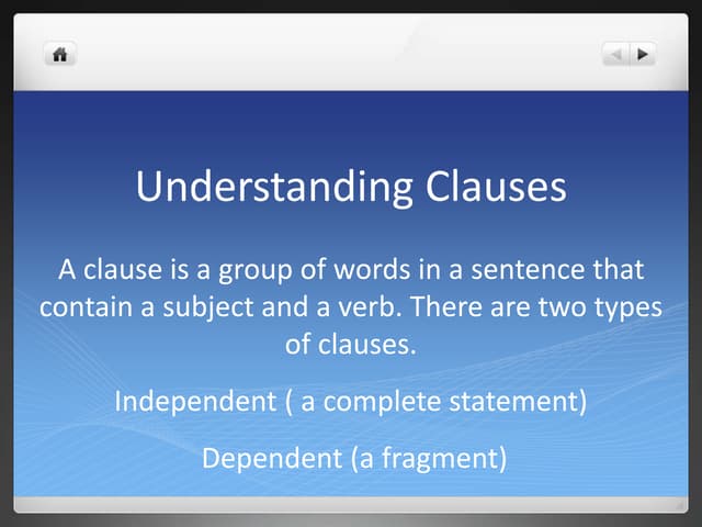 Understanding clauses | PPT Understanding clauses | PPT