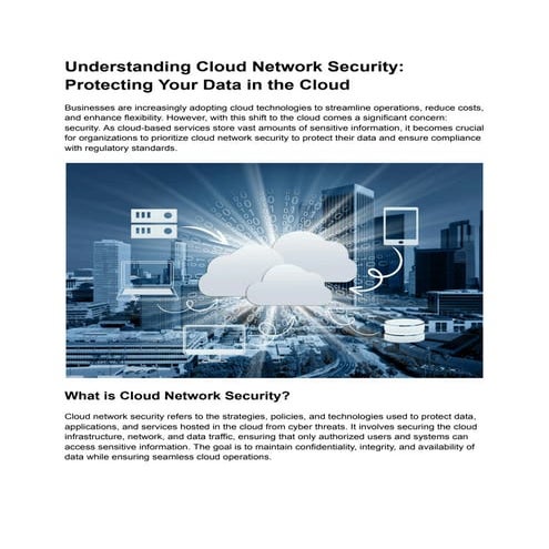 Understanding Cloud Network Security Protecting Your Data In The Cloud