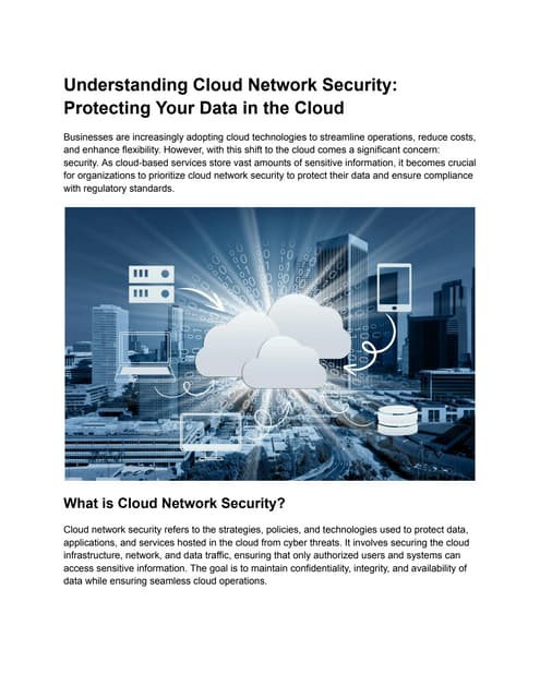 Understanding Cloud Network Security Protecting Your Data In The Cloud