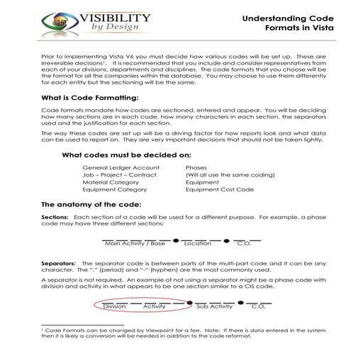 Understanding Code Formats in Vista | PDF