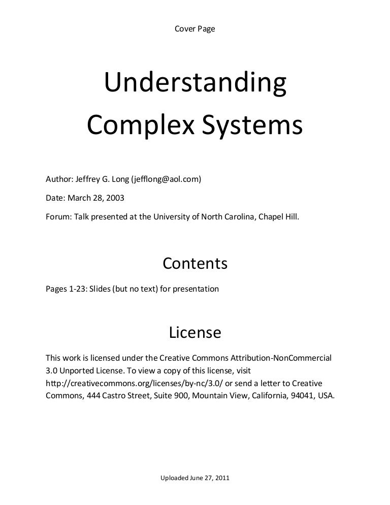 Understanding complex systems Understanding complex systems