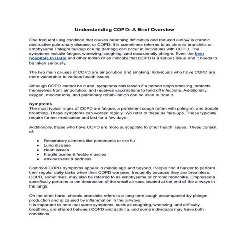 Chronic Obstructive Pulmonary Disease (COPD) | PPTX
