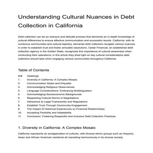 Navigating Cultural Nuances in Debt Collection: Insights from ...