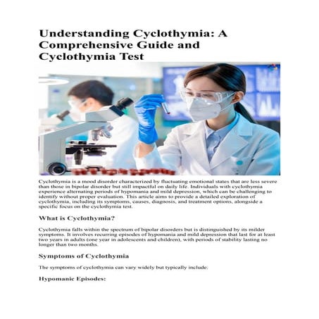 Cyclothymia Test: Diagnosing, Symptoms, Treatment, and Impact | The ...