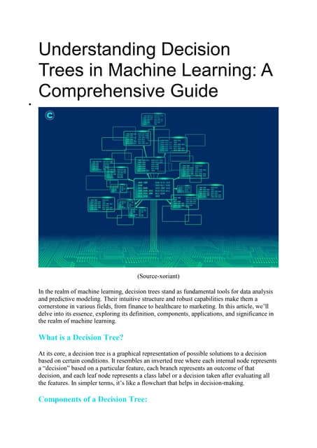 Understanding Decision Trees in Machine Learning: A Comprehensive Guide ... Understanding Decision Trees in Machine Learning: A Comprehensive Guide ...
