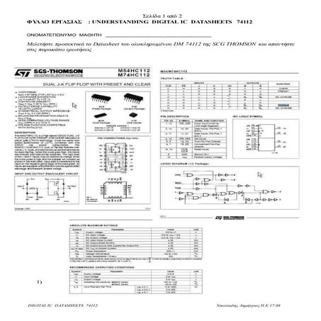 Understanding digital ic datasheets 74112 | PDF