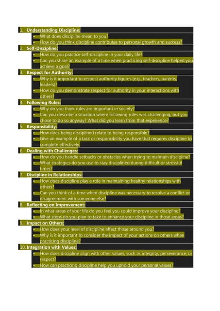 Importance of discipline in our life. | PDF