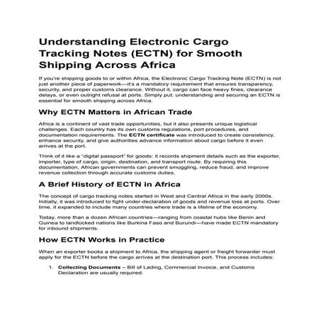 Understanding Electronic Cargo Tracking Notes (ECTN) for Smooth ...