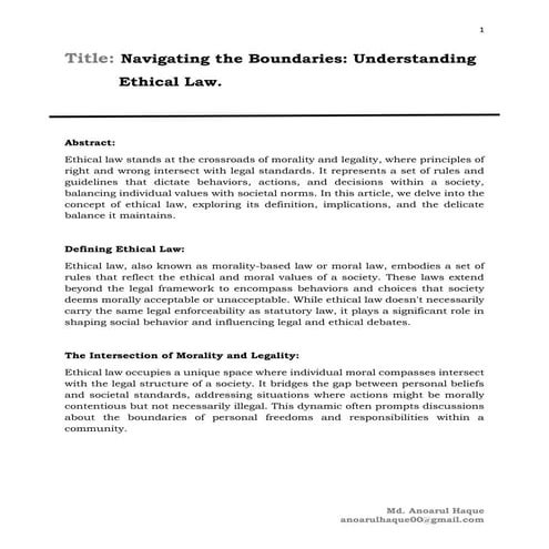 Understanding Ethical Law | PDF