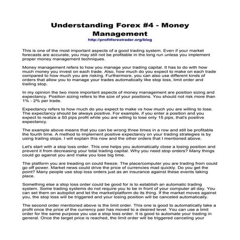 Forex Money Management. | PDF