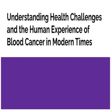 Understanding Health Challenges and the Human Experience of Blood ...