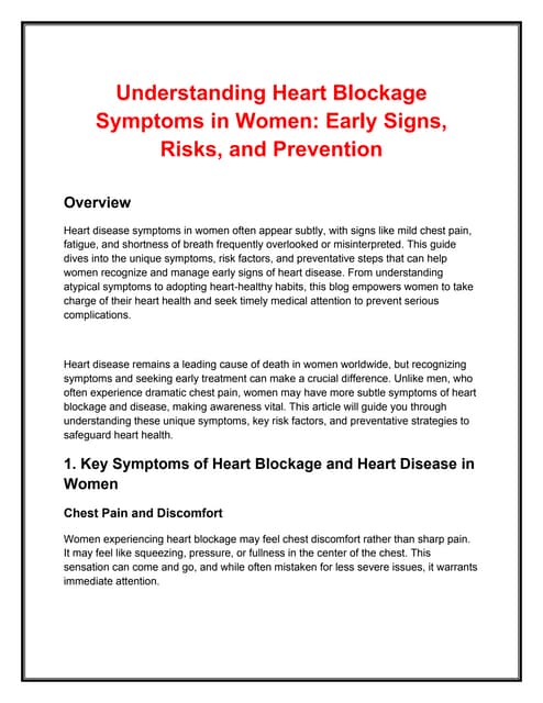 THE IMPORTANCE OF EARLY DETECTION AND PREVENTION OF HEART DISEASE | PPT