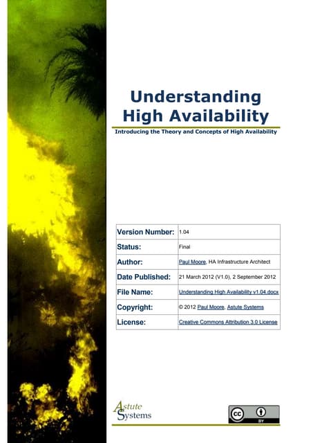 Understanding High Availability - Introducing the Theory and Concepts ... Understanding High Availability - Introducing the Theory and Concepts ...