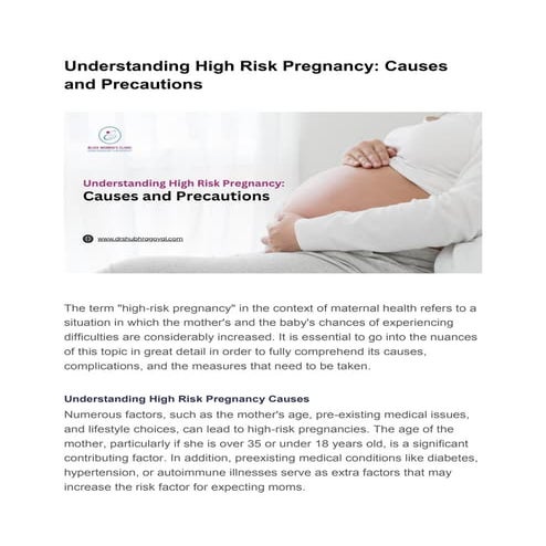 Understanding High Risk Pregnancy: Causes and Precautions | PDF