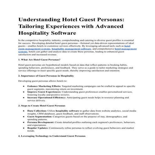 Understanding Hotel Guest Personas_ Tailoring Experiences with Advanced ...