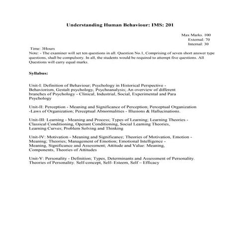 Understanding human behaviour | DOCX