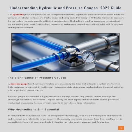 Understanding Hydraulic and Pressure Gauges: 2025 Guide | PDF