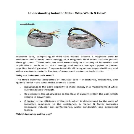 Understanding Inductor Coils Why Which And How Pdf