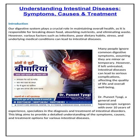 Understanding Intestinal Diseases - Dr. Puneet Tyagi | PDF