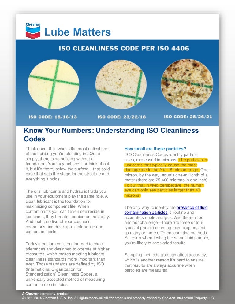 Understanding iso cleanliness codes
