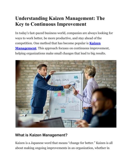 The Kaizen Methodology Pptx Business Operations Business
