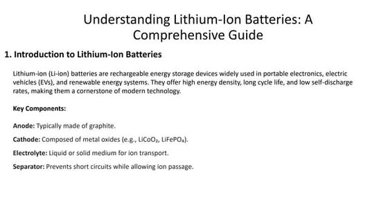 Lithium Ion Batteries, an Overview | PPT