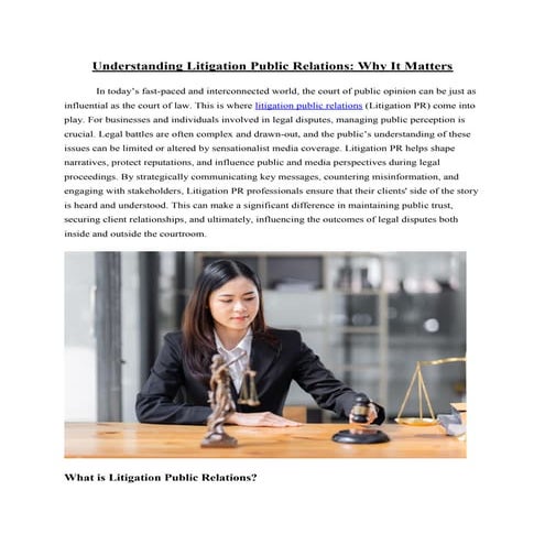 Understanding Litigation Public Relations: Why It Matters | PDF