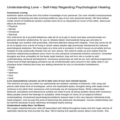 Understanding Love -- Self-Help Regarding Psychological Healing | PDF
