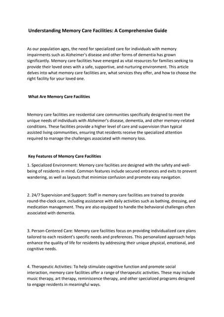 Memory Care 101 | PPTX | Brain and Nervous System Disorders | Diseases ...