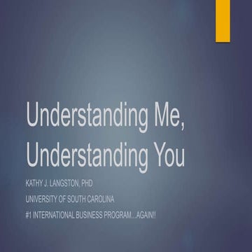understanding me understanding you University of South Carolina | PPT