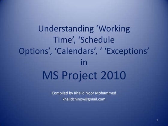 How to change working days and time in MS Project? | PDF