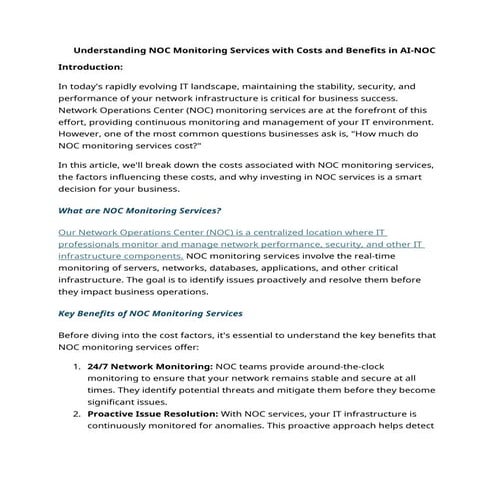 Understanding NOC Monitoring Services with Costs and Benefits in AI-NOC.docx